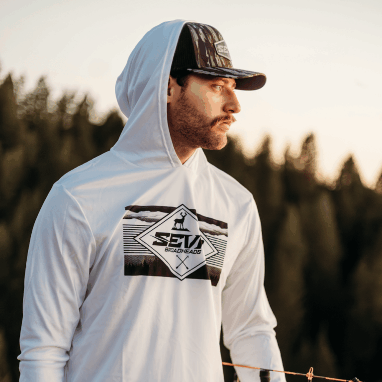 Diamond Buck Sun Hoodie - White - Sevr Broadheads